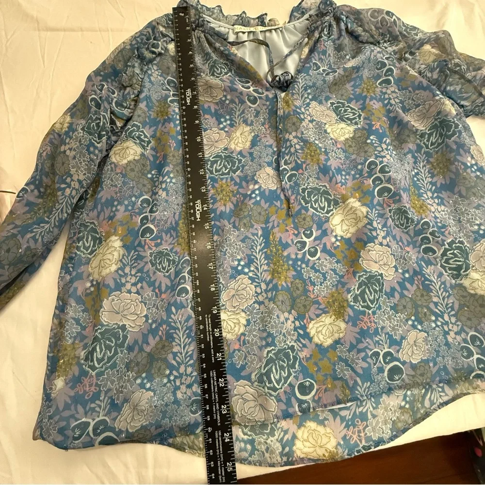 Marie Oliver | Tops | Marie Oliver Silk Blouse Metallic Floral Boho ...